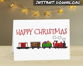 Steam Train Christmas Card - Etsy