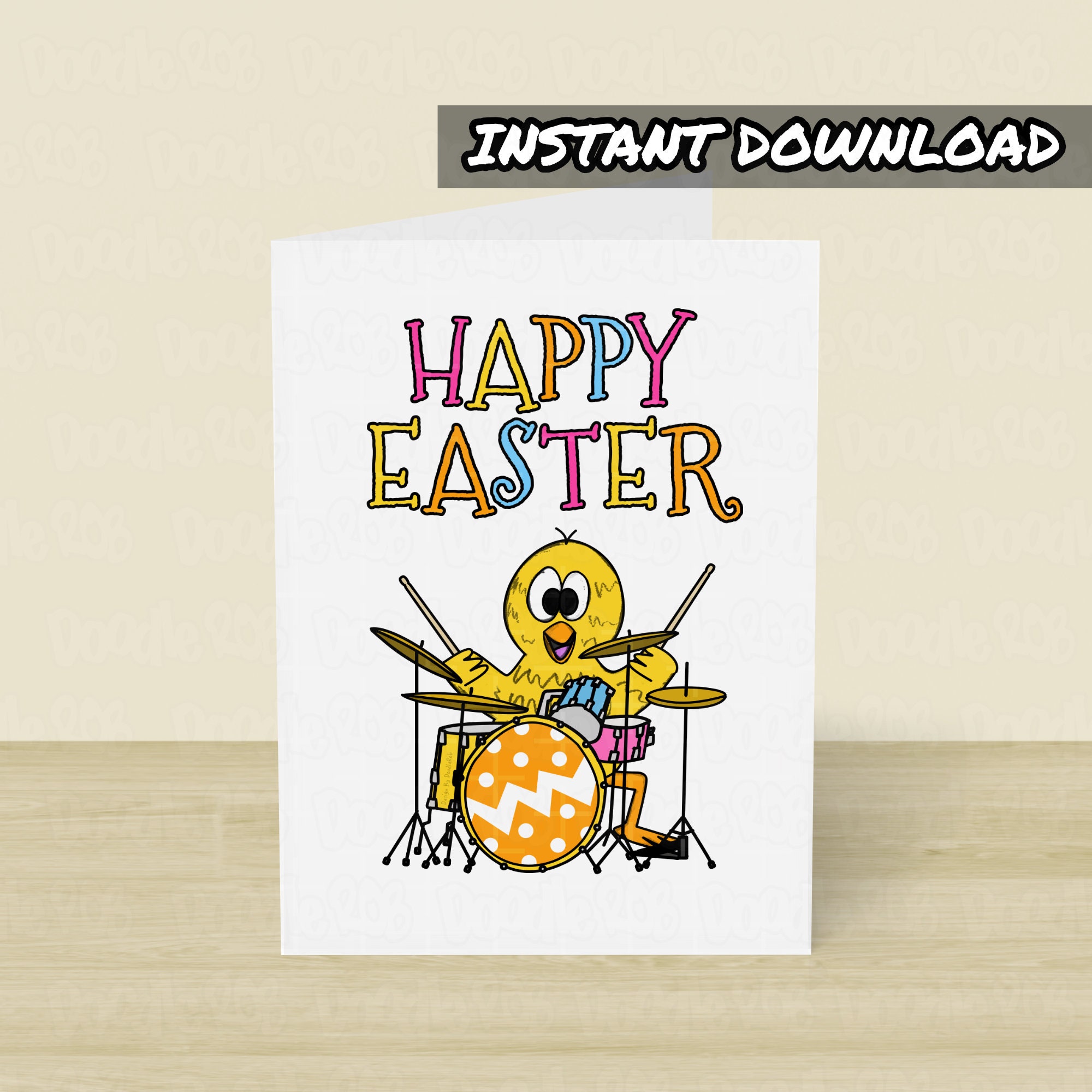 Printable Drummer Easter Card, Printable Card, Instant Download, Kids ...