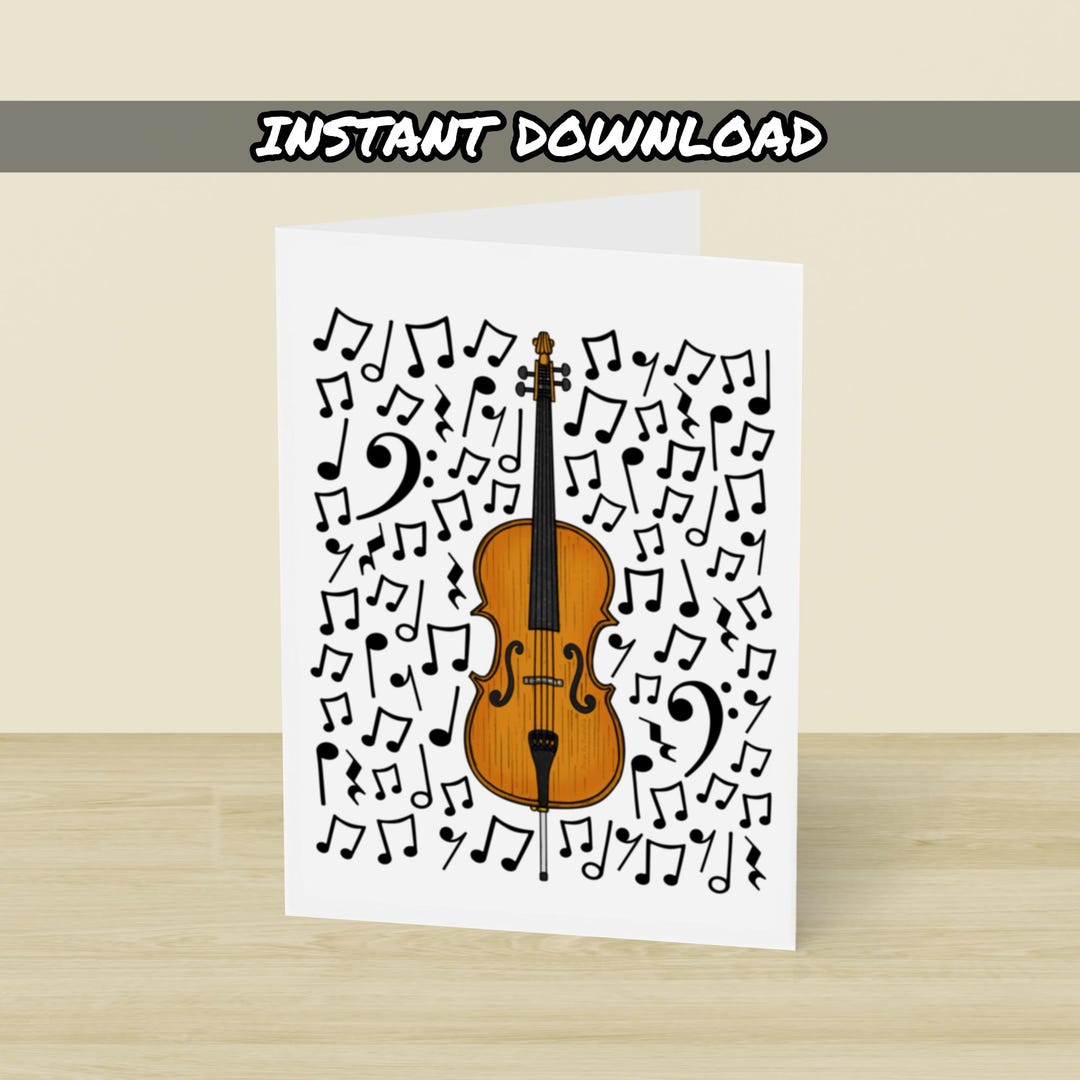 Printable Cello Card, Instant Download, Cellist Birthday Card, Music ...
