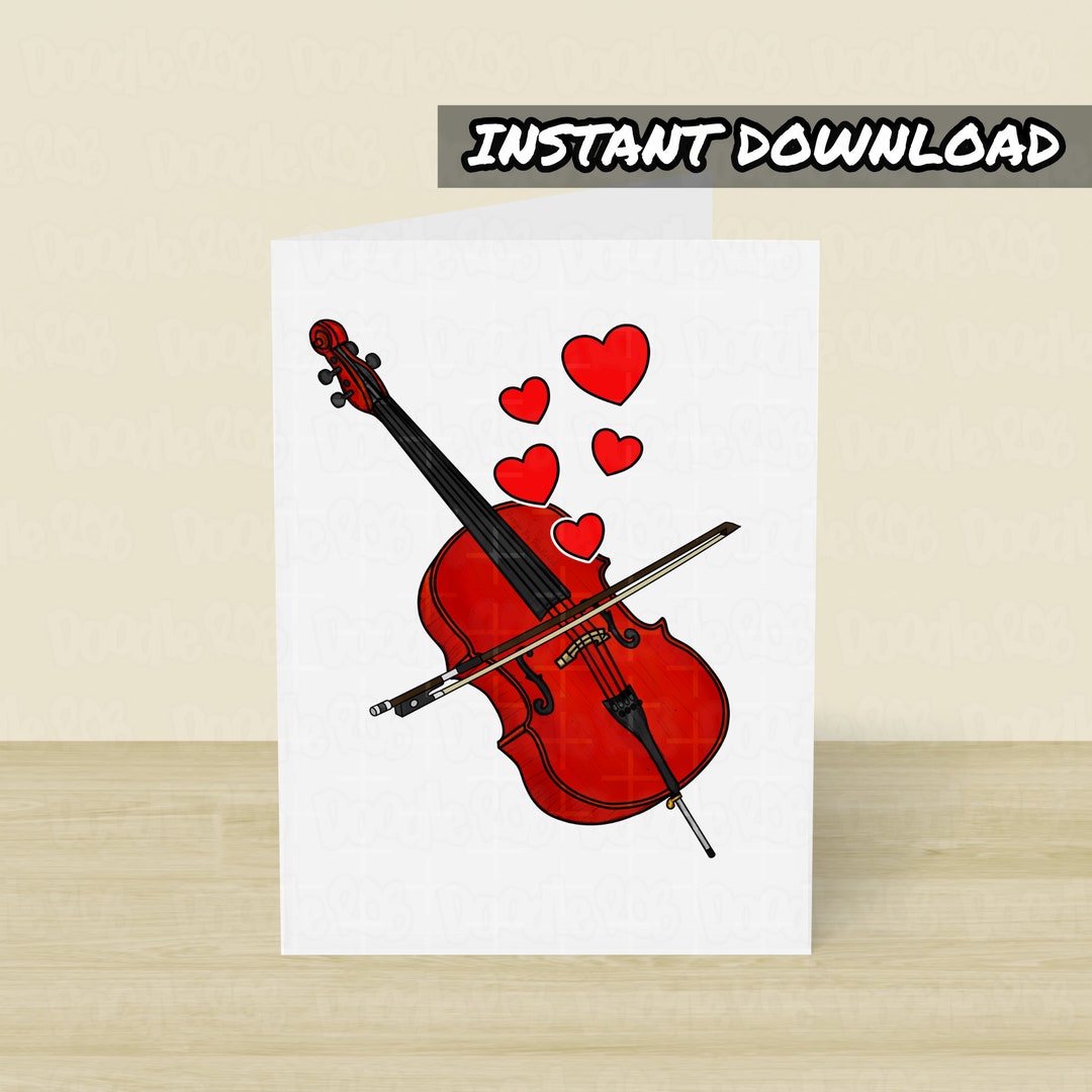Printable Cello Valentines Card, Printable Card, Instant Download ...