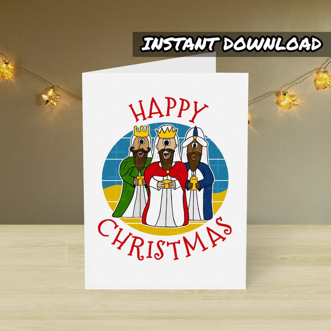 Printable Christmas Three Wise Men Card, Printable Xmas Card, Instant ...