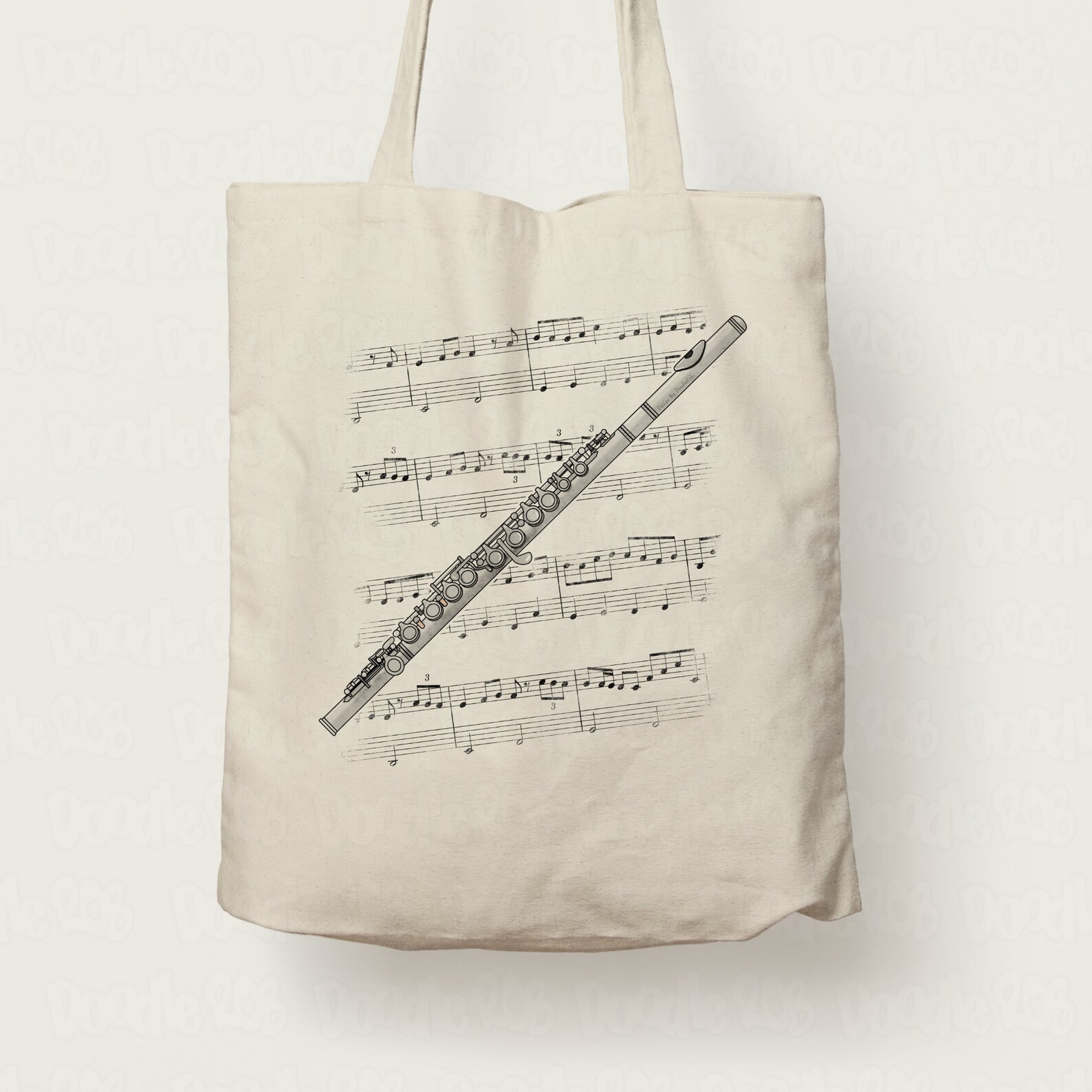 Flute Canvas Tote Bag, Flutist Bag, Flute Player, Flute Teacher Gift ...