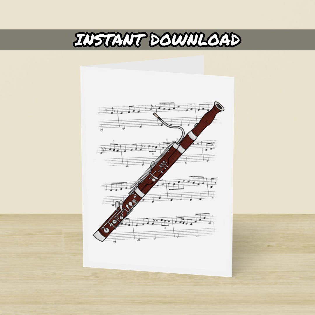 Printable Bassoon Card, Instant Download, Bassoon Birthday Card ...