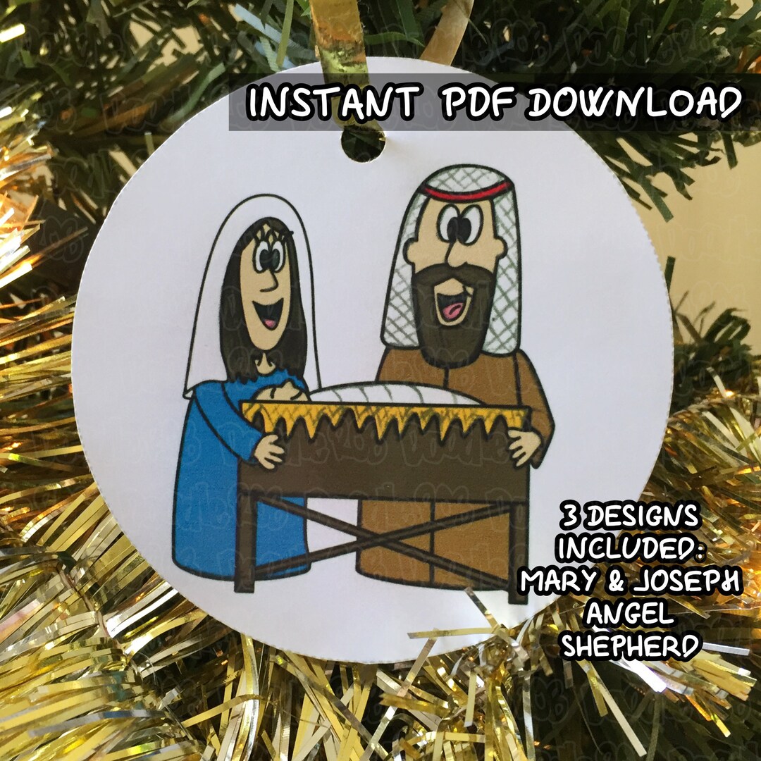 Christmas Nativity Printable Ornaments, Mary and Joseph, Angel ...