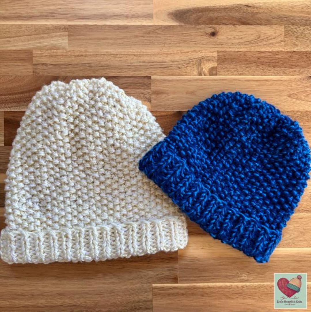 Easy Hat Knitting Pattern PDF | Seed Stitch | 9 Sizes for All Ages | Beginner Friendly! - Etsy