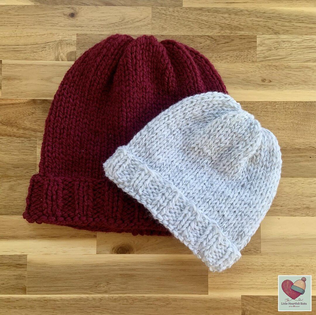 Chunky Hat Knitting Pattern PDF | Stockinette Stitch | 9 Sizes in All ...
