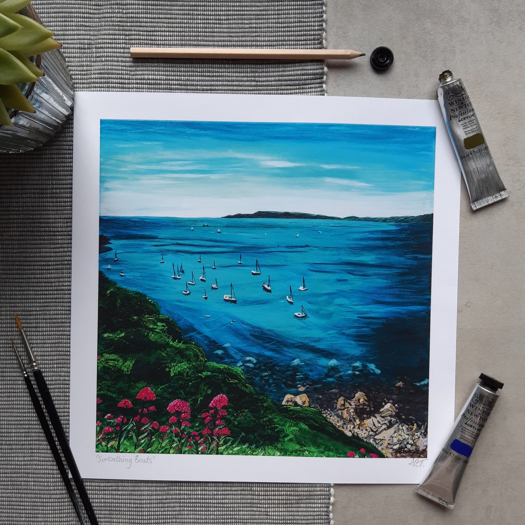 Ocean Print Devon Print 30cm by 30cm Fine Art Print - Etsy UK