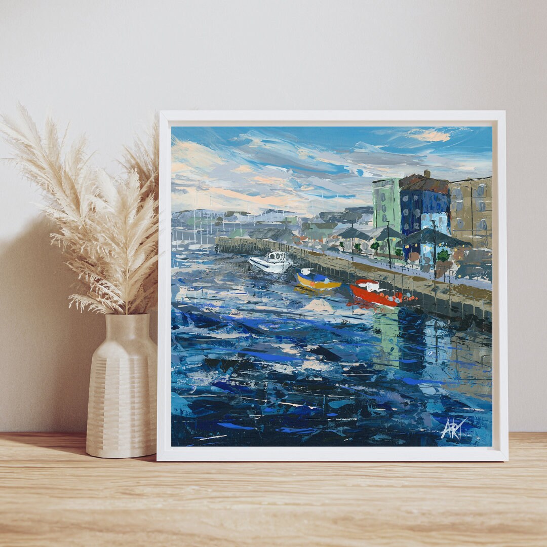 Coastal Harbour Print, Barbican Print, Christmas Gift, Gift Idea, Art ...