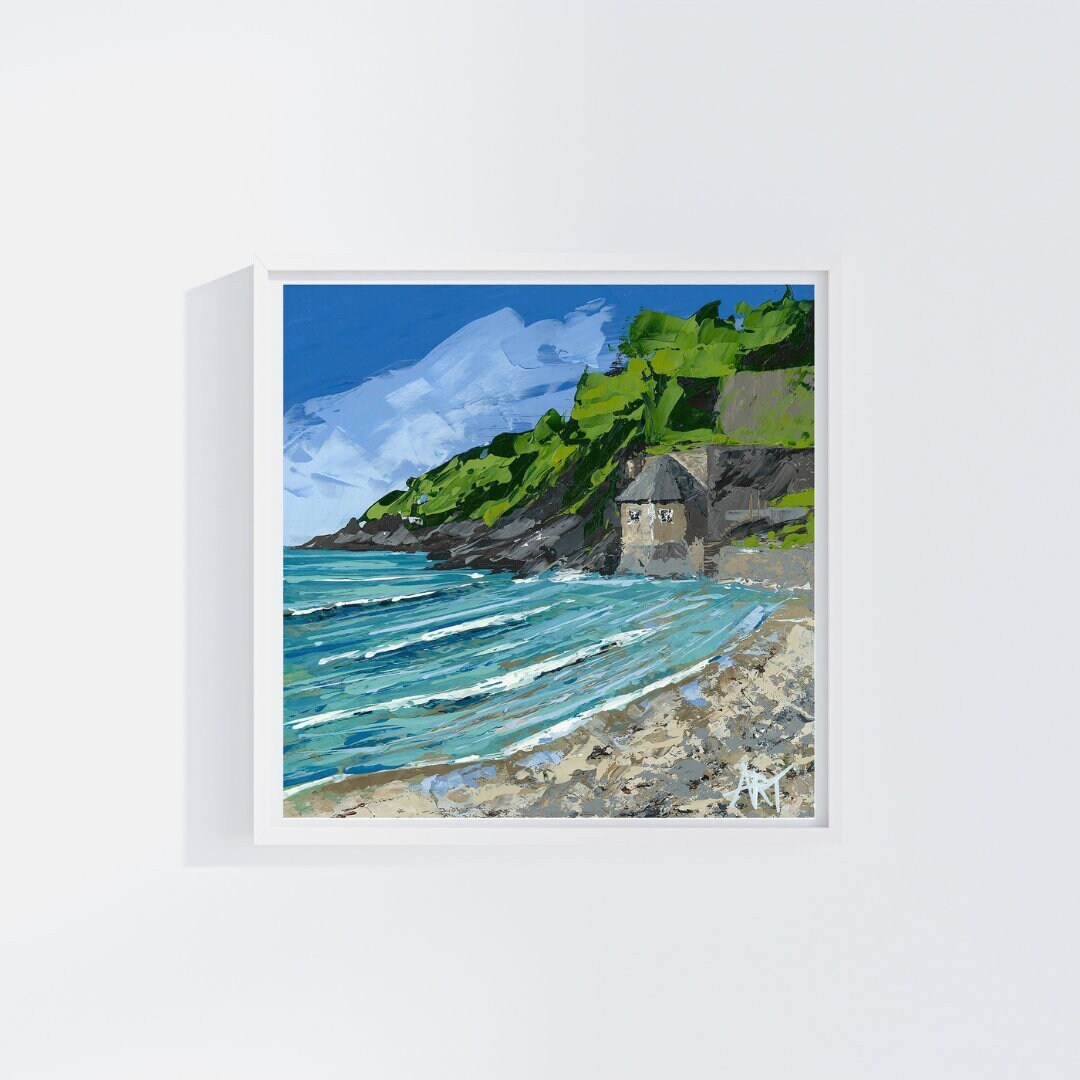 Mothecombe Beach Giclee Print, Square Print, Eco Friendly Packaging - Etsy
