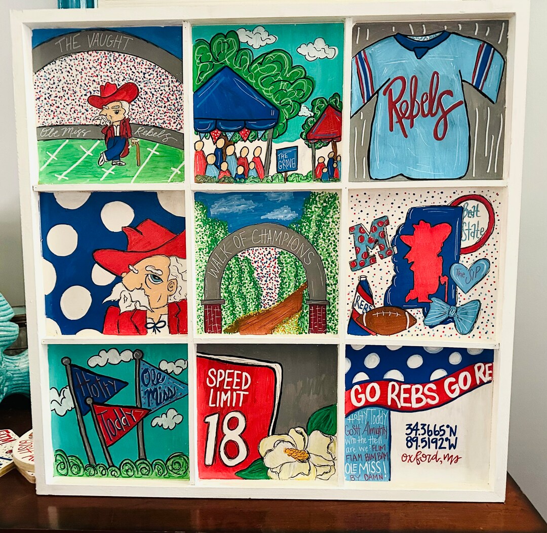 OLE MISS Hanging Tic Tac Toe Boards/art Custom Made With ...