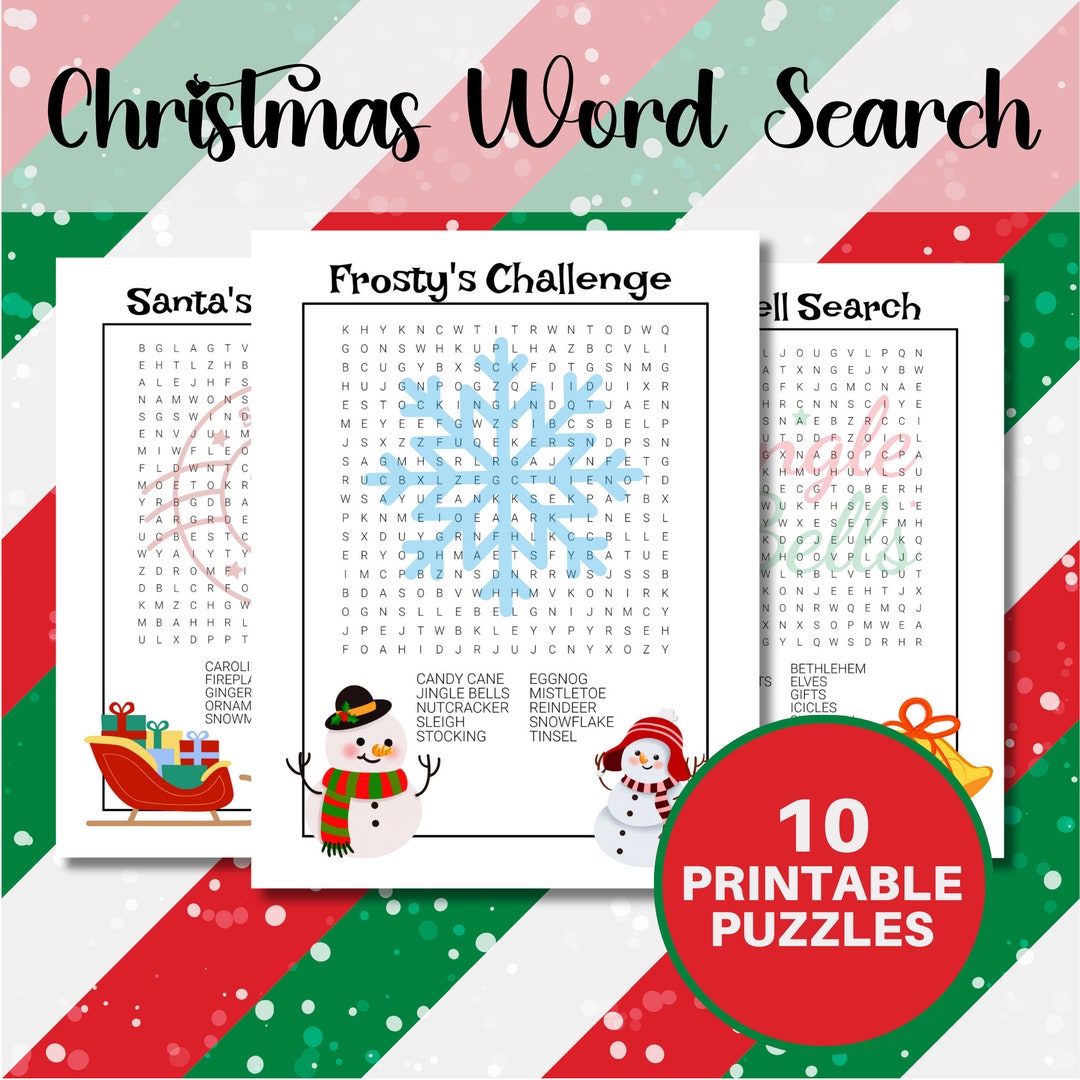 Christmas Word Search Pack Perfect Holiday Fun for All Ages - Etsy