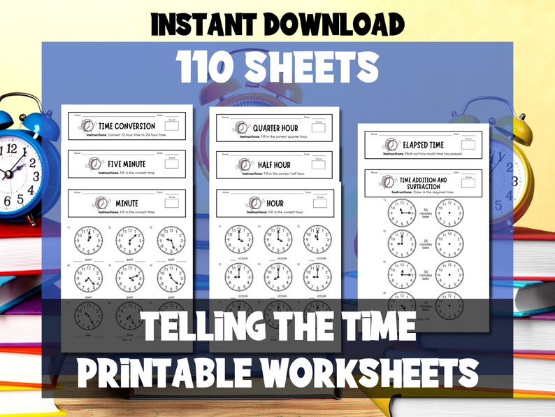 Telling the Time Timed Maths Worksheets | 110 Timed Math Test Drills ...