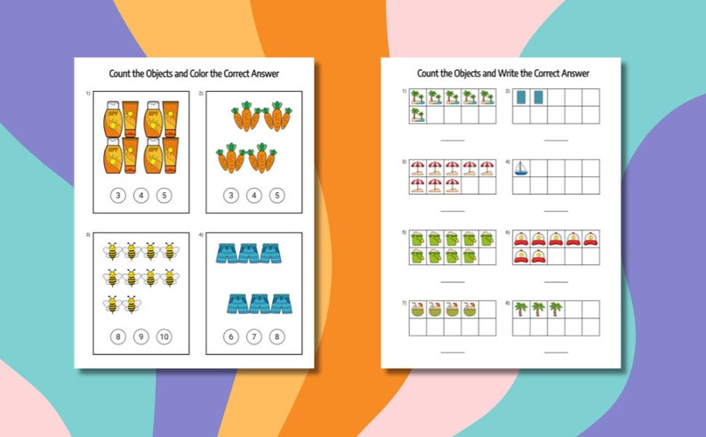 50 Counting Worksheets | Preschool Math Activity Ages 3-5 | Practice ...