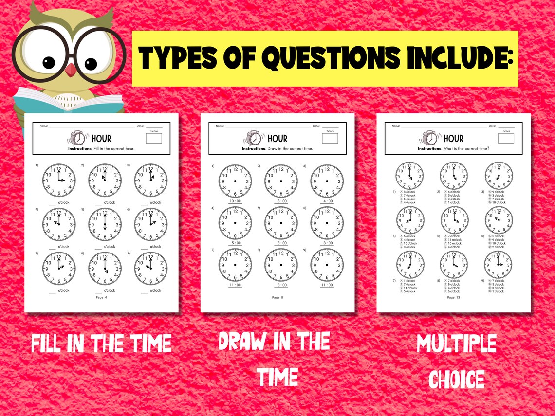 Telling the Time Timed Maths Worksheets | 110 Timed Math Test Drills ...