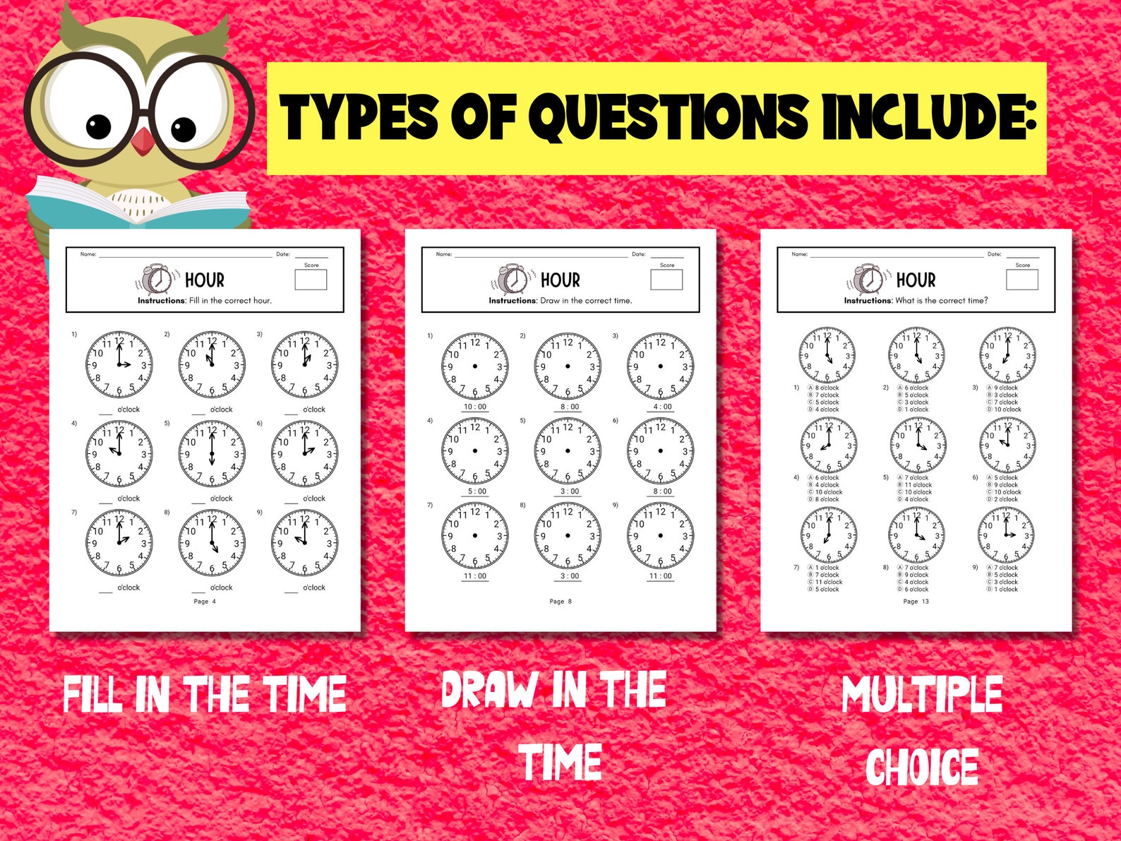 Telling the Time Timed Maths Worksheets | 110 Timed Math Test Drills ...