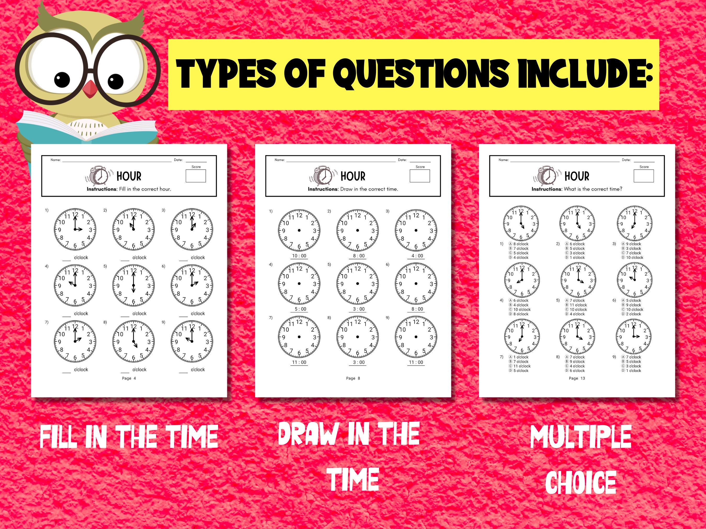 Telling the Time Timed Maths Worksheets 110 Timed Math Test Drills With ...