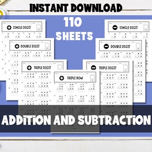Addition & Subtraction Worksheets 110 Math Tests With - Etsy
