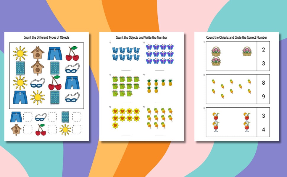 50 Counting Worksheets | Preschool Math Activity Ages 3-5 | Practice ...