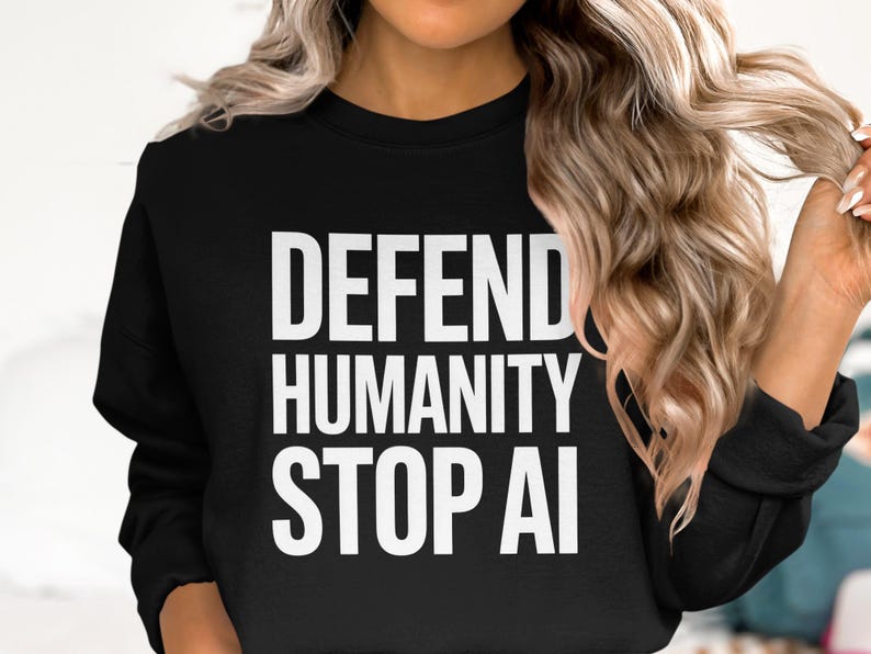 Defend Humanity Stop AI Digital Print, Activist Art, Anti AI Poster ...