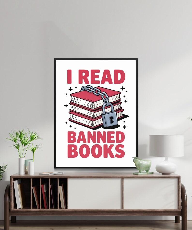 I Read Banned Books Digital Download, Book Lover Gift, Reading PNG ...