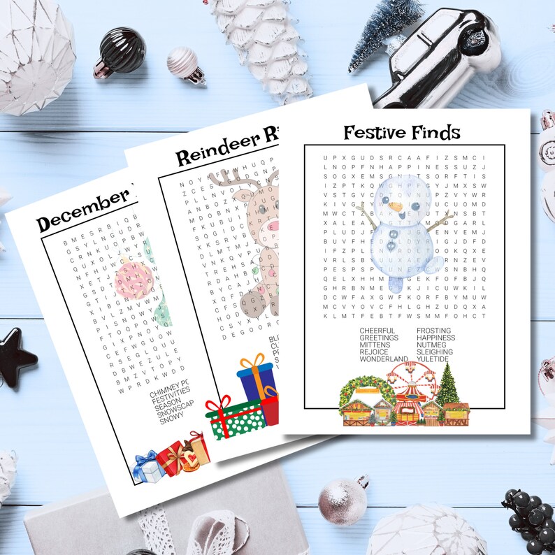 Christmas Word Search Pack Perfect Holiday Fun for All Ages Instant ...
