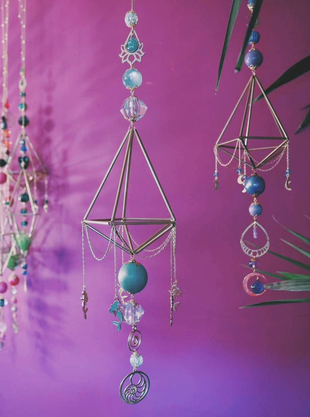 Light Green Blue Mermaid, Shell, Ocean Themed Hanging Geometric Himmeli ...