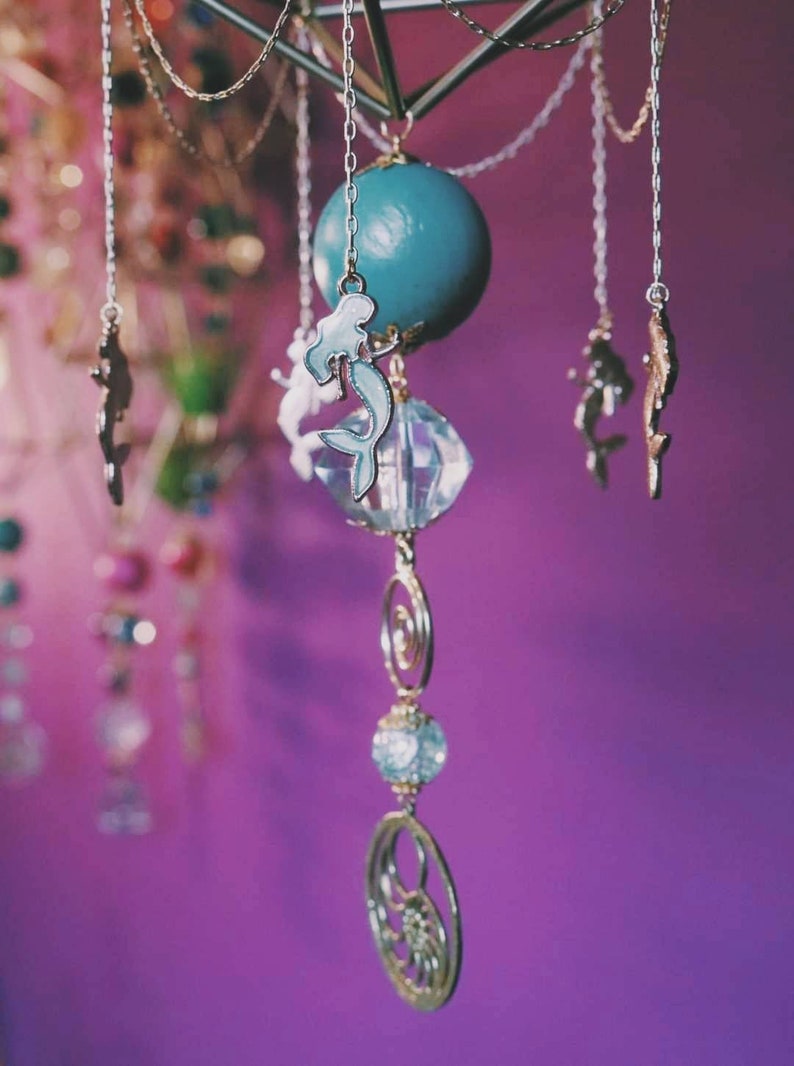 Light Green Blue Mermaid, Shell, Ocean Themed Hanging Geometric Himmeli ...
