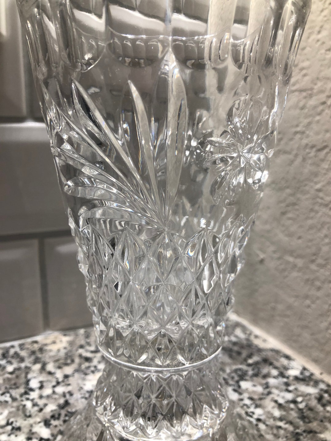 Cut Glass Flower Vase - Etsy