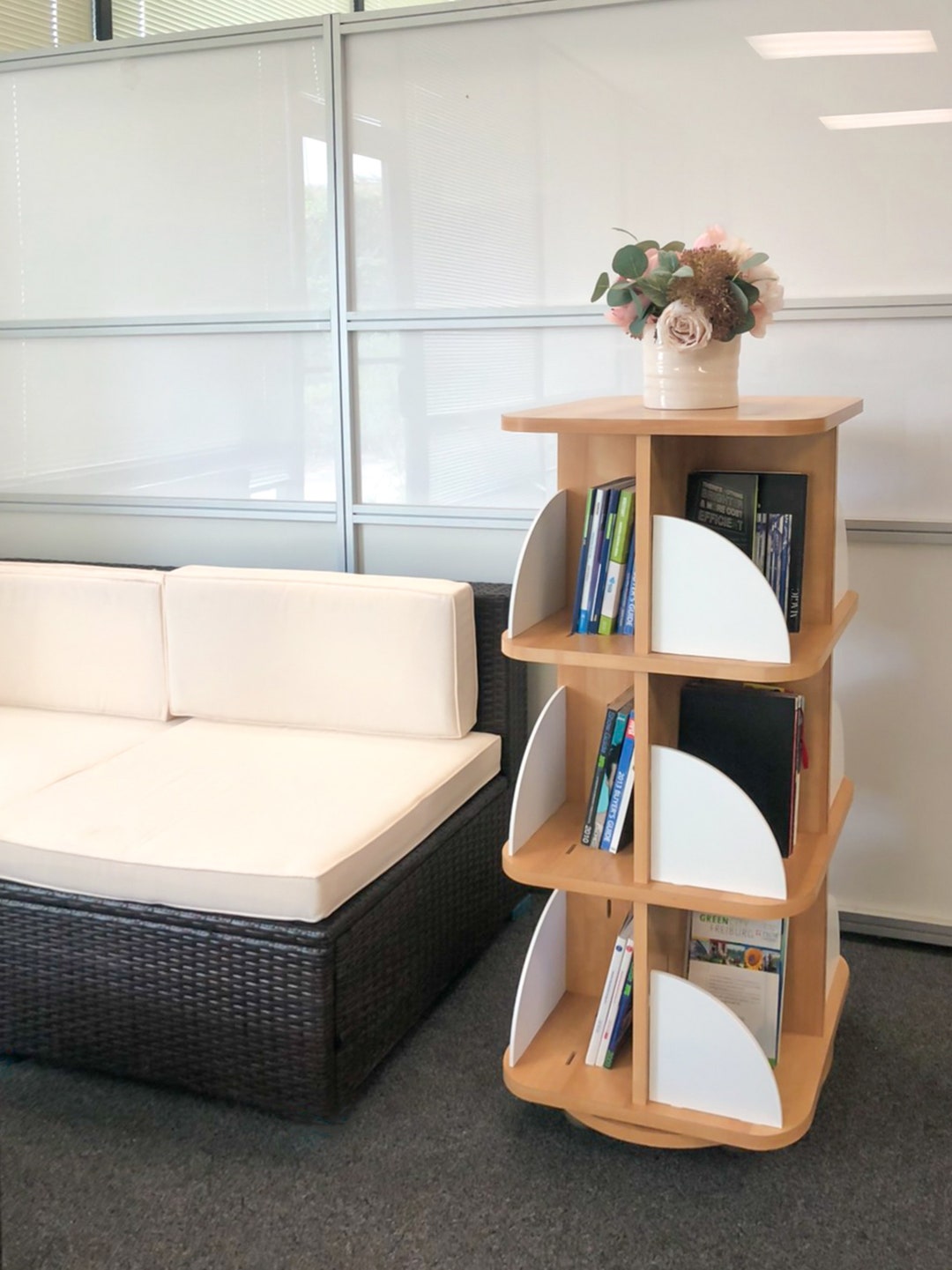 360 Rotating Bookcase Home Storage Rack Easy Assembly Handmade Etsy