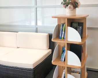 360 Rotating Bookcase Home Storage Rack Easy Assembly Handmade Etsy