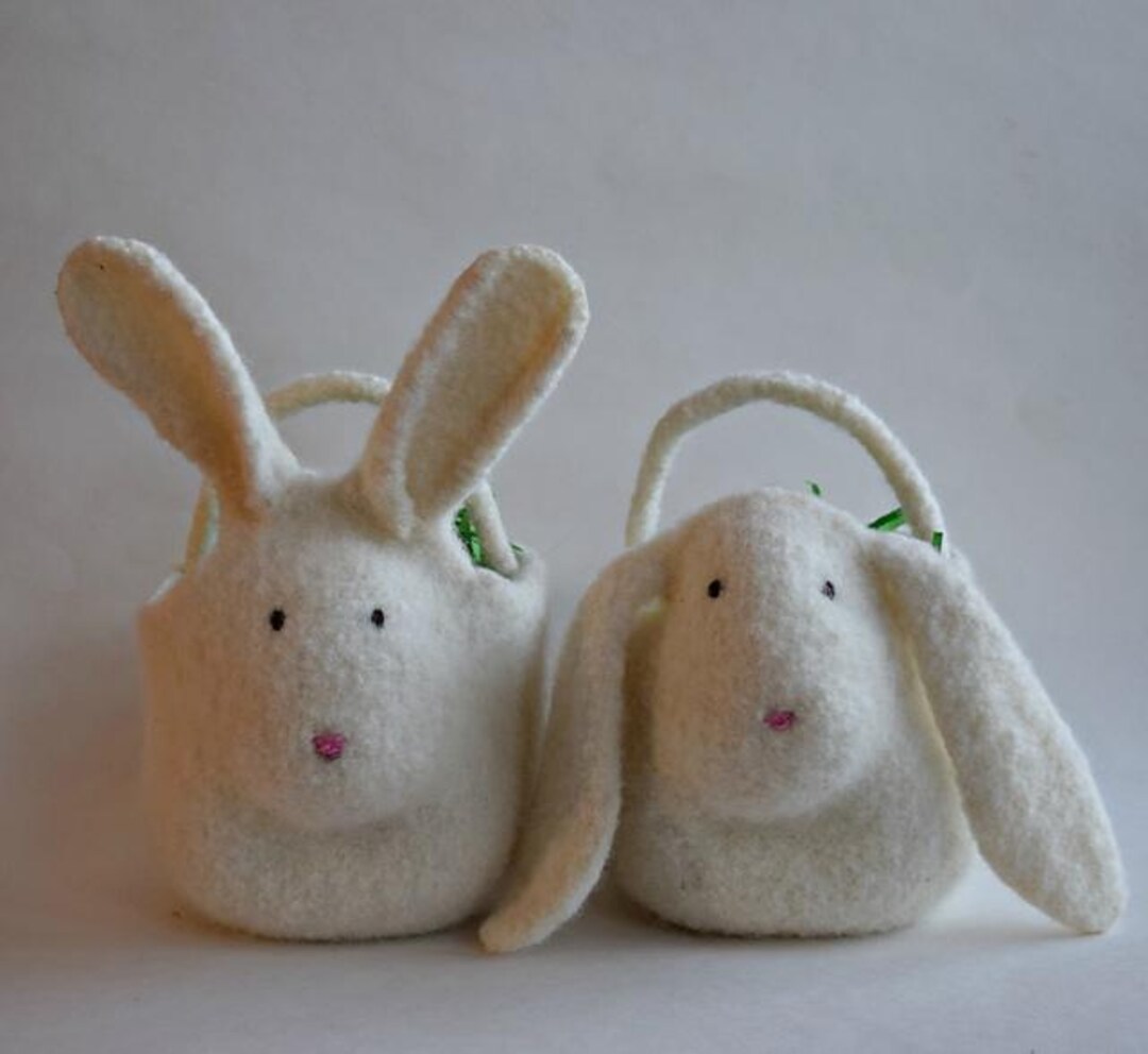 Felted Bunny Basket Knitting Pattern – Easter Basket PDF – Bulky Yarn ...