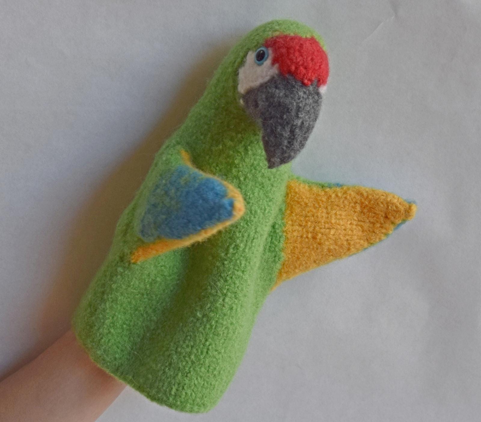 Felted Parrot Puppet Knitting Pattern, Wool Hand Puppet, PDF Download ...