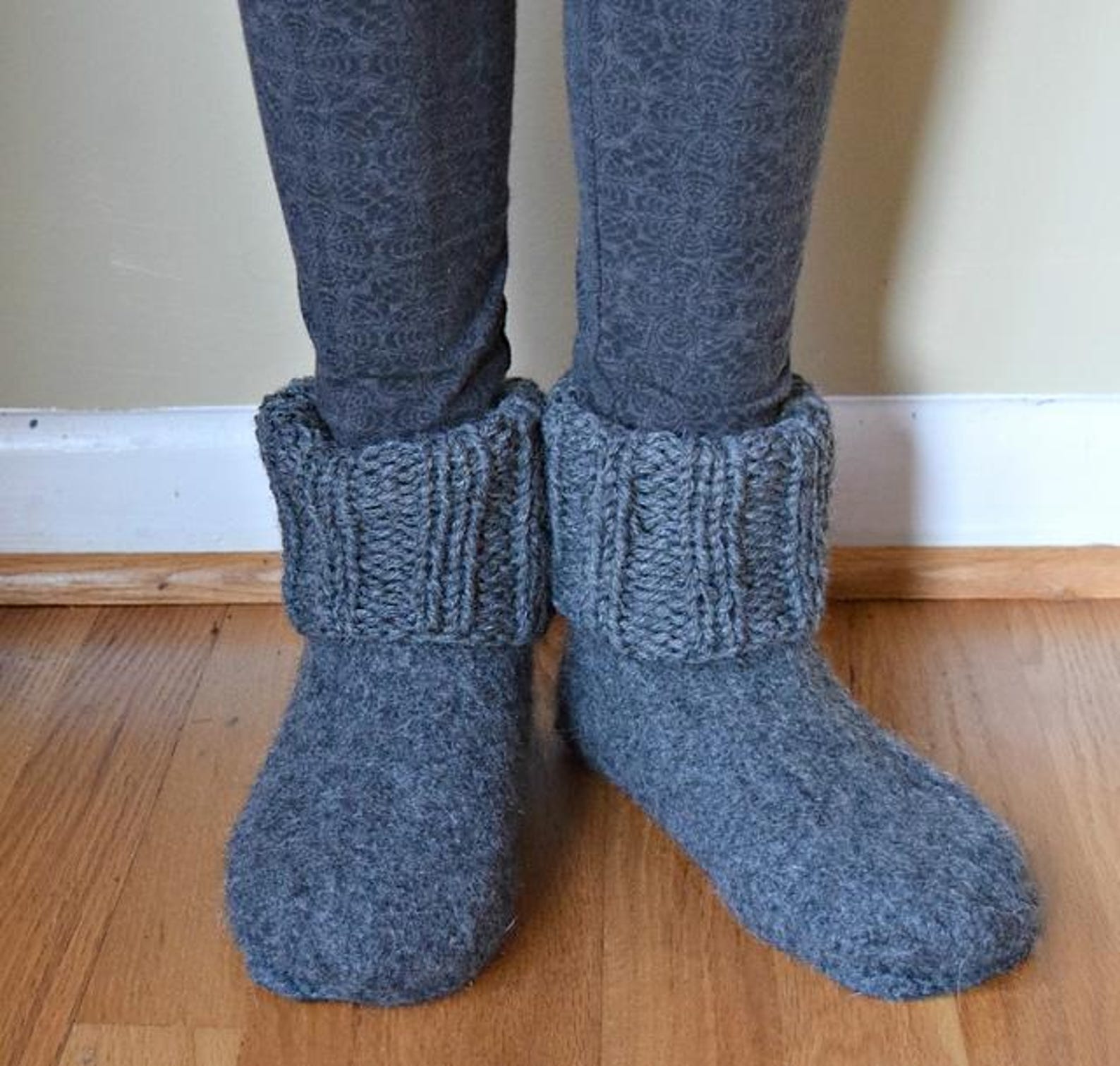Felted Cozy Slippers Booties – Knitting Pattern (PDF Download) - Etsy