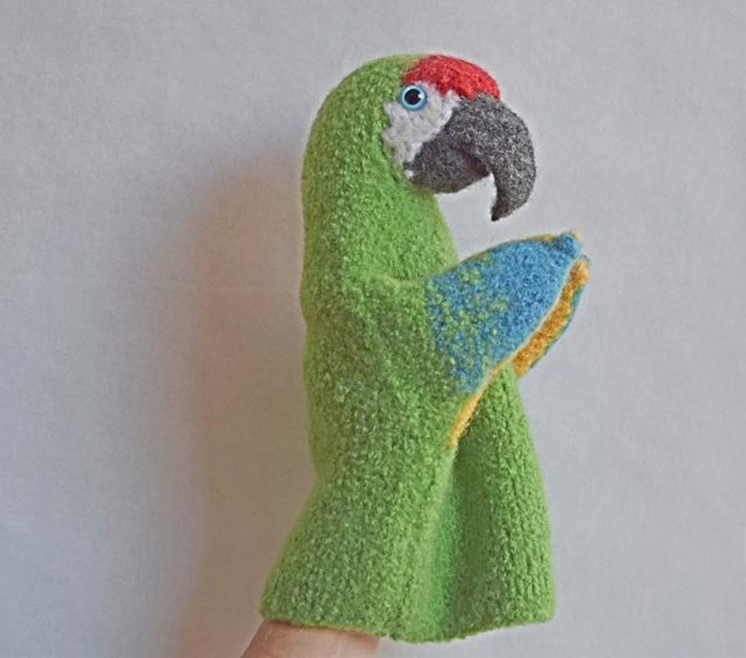 Felted Parrot Puppet Knitting Pattern, Wool Hand Puppet, PDF Download ...