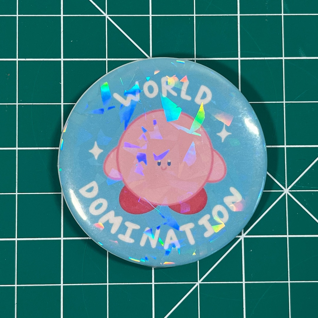 Silly Kirby Fan Art Holographic Button Pin - Etsy