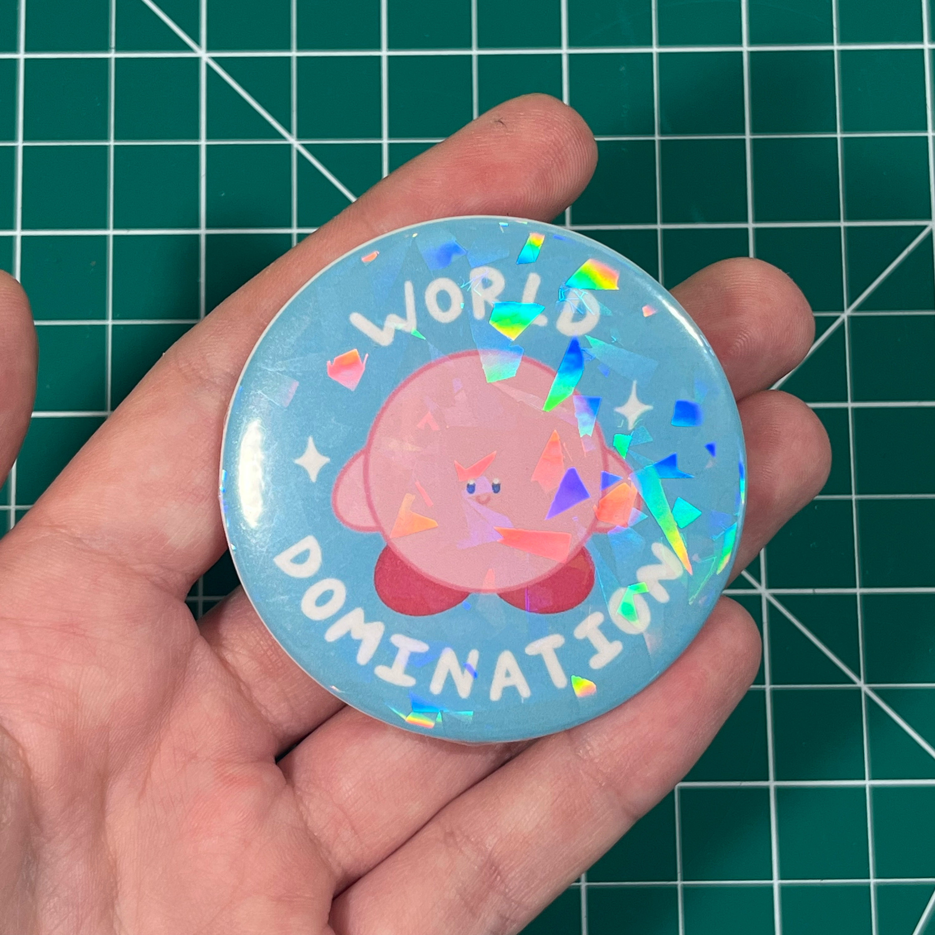Silly Kirby Fan Art Holographic Button Pin - Etsy