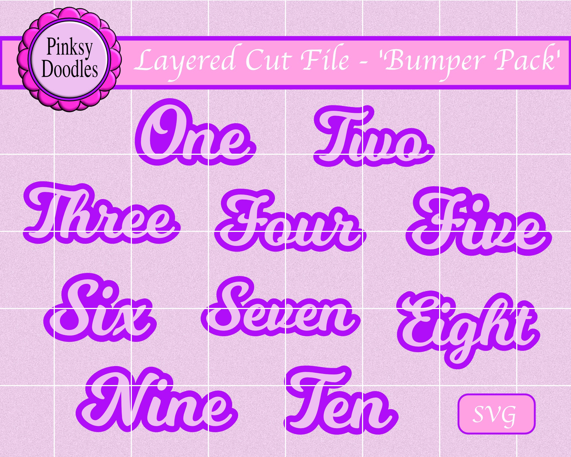One to Ten number word shadow layered SVG Cricut Maker | Etsy