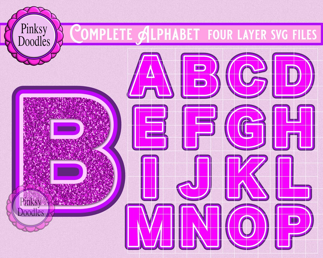Alphabet Letters Layered Shadow SVG Cut Files, Layered Alphabet Svg ...