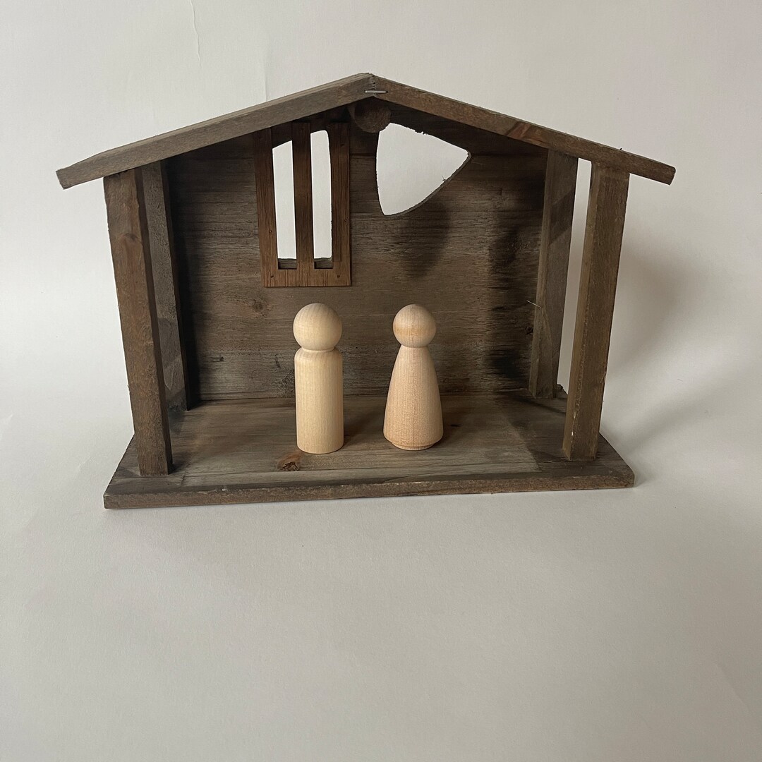 Nativity Stable Peg Doll Stable Size Large With Star Peg Doll Nativity ...