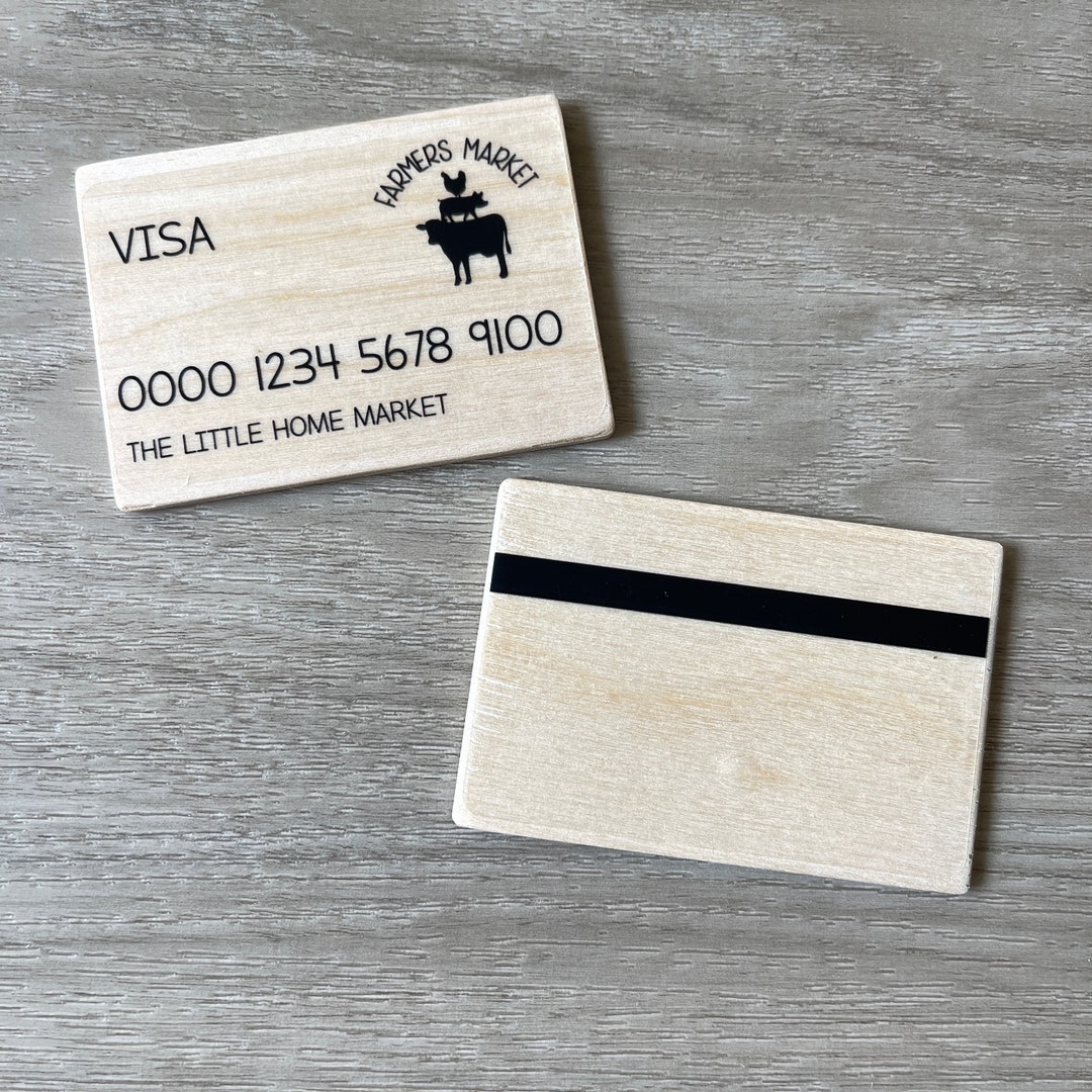 Pretend Credit Card Wood Credit Card Play Money Pretend Play Store Role ...