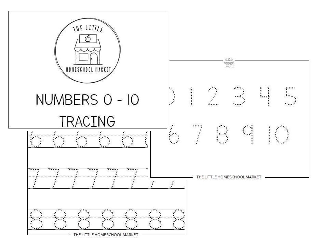 Printable Number Tracing Worksheet 0-10 Homeschool Busy Work Preschool ...
