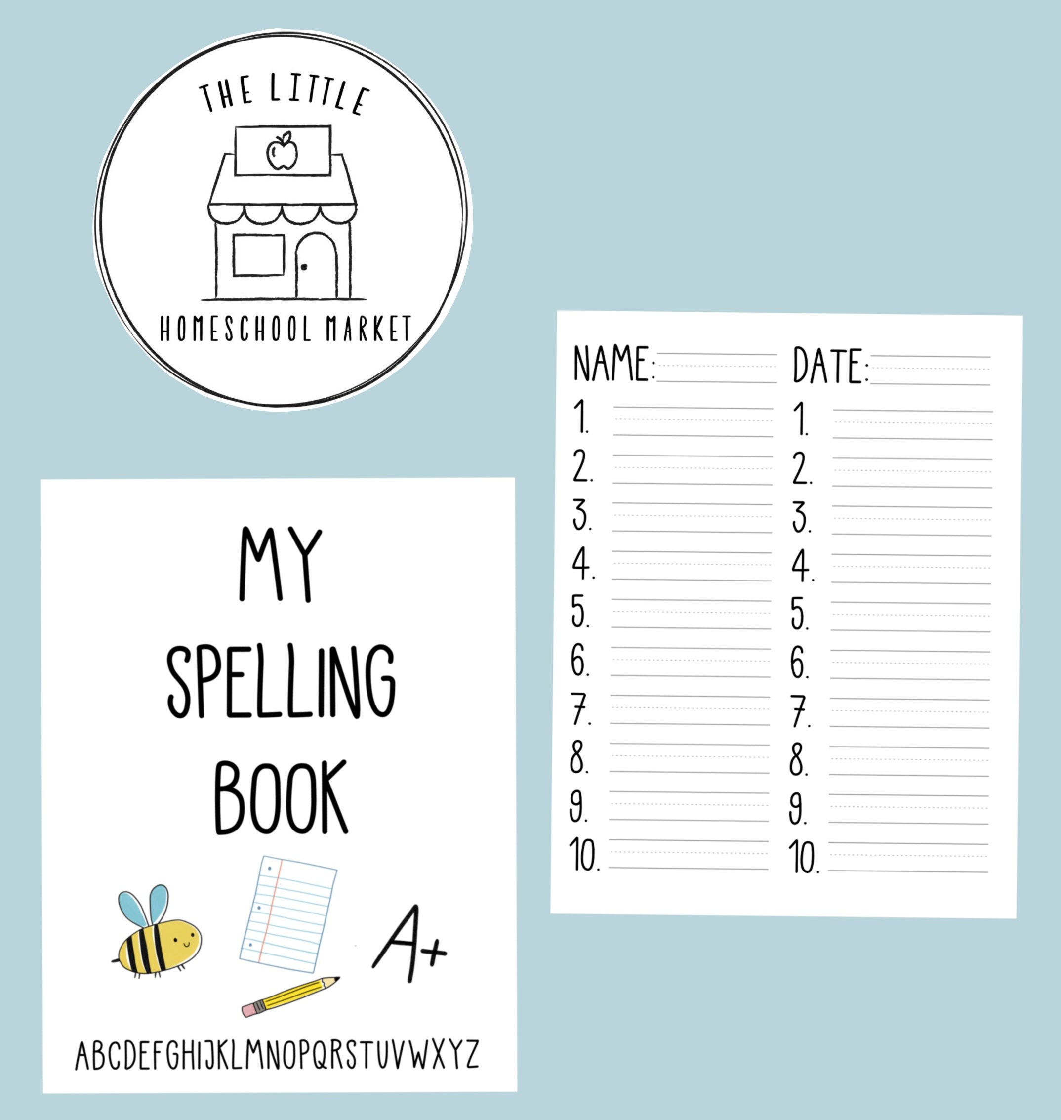 My Spelling Book Spelling Test Spelling Page Book 10 Pages - Etsy