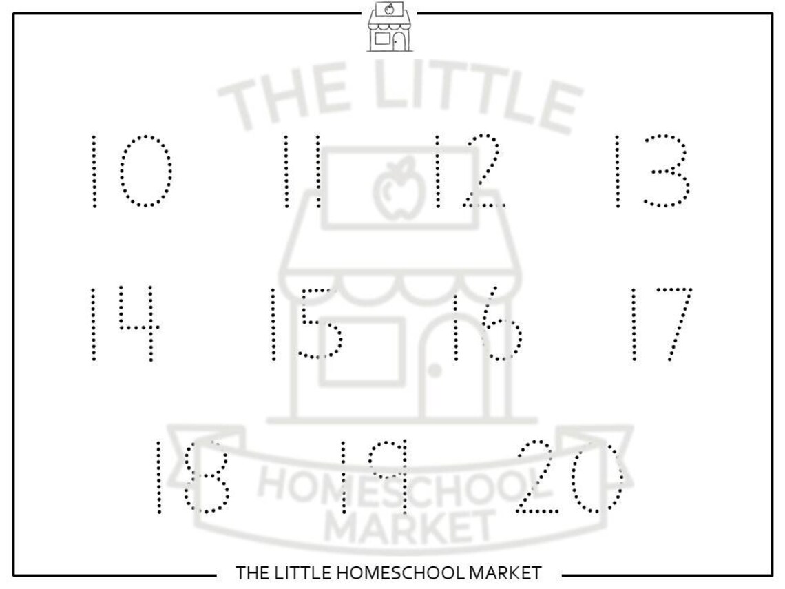 Printable Number Tracing Worksheet 10-20 Homeschool Busy Work Preschool ...