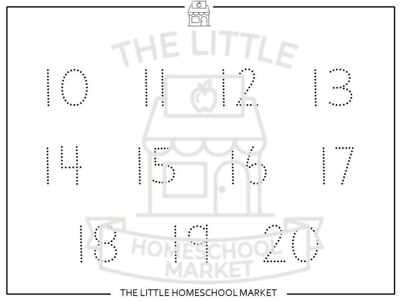 Printable Number Tracing Worksheet 10-20 Homeschool Busy Work Preschool ...