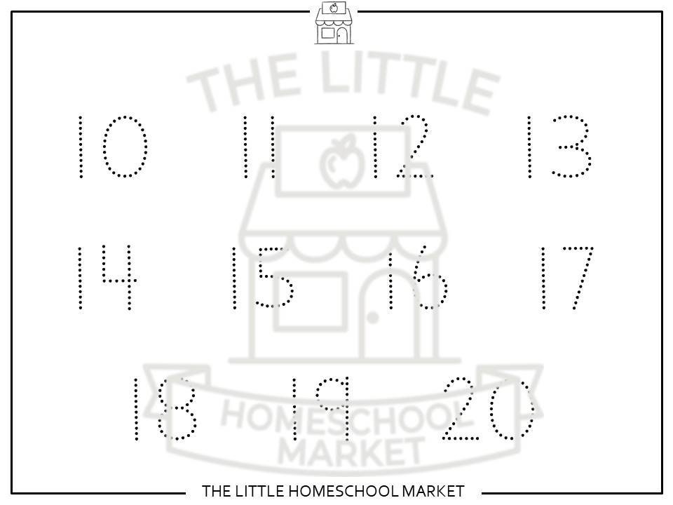 Printable Number Tracing Worksheet 10-20 Homeschool Busy Work Preschool ...