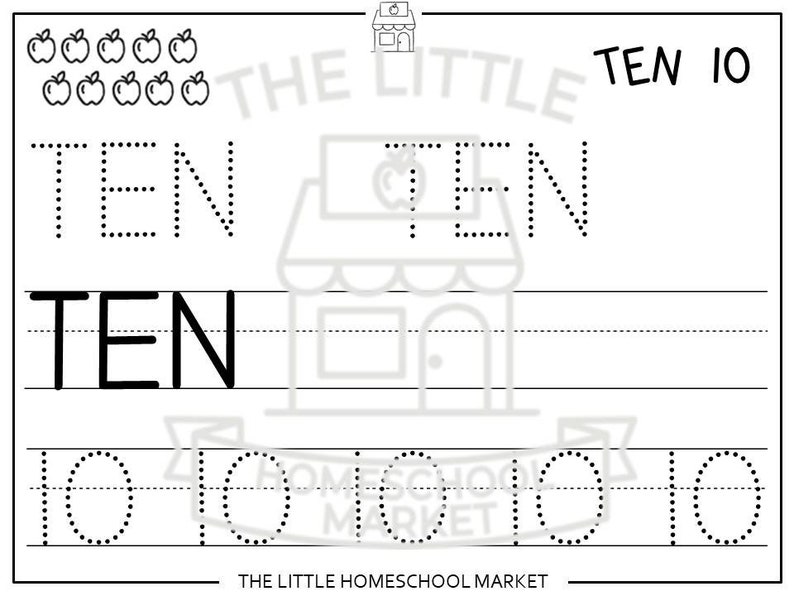 Printable Number Tracing and Writing Worksheet 0-10 Homeschool Busy ...