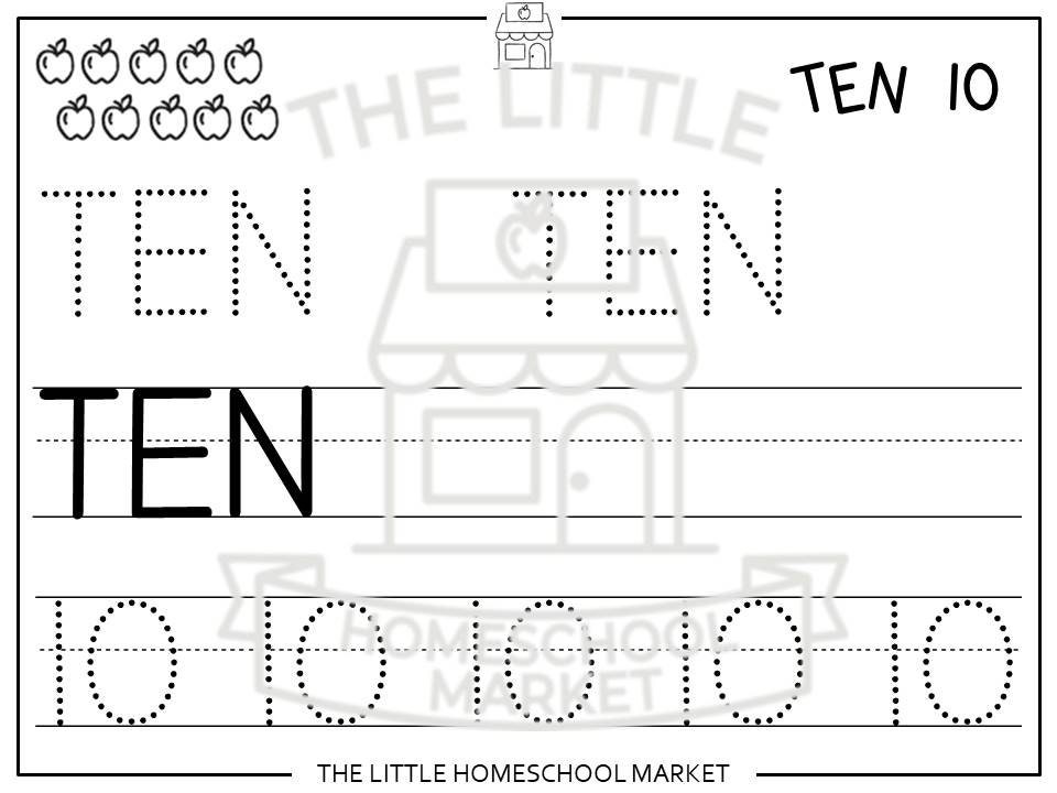 Printable Number Tracing and Writing Worksheet 0-10 Homeschool Busy ...
