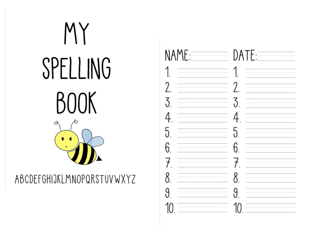 My Spelling Book Spelling Test Spelling Page - Etsy