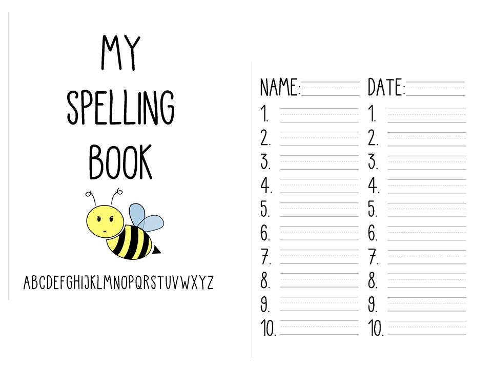 My Spelling Book Spelling Test Spelling Page - Etsy