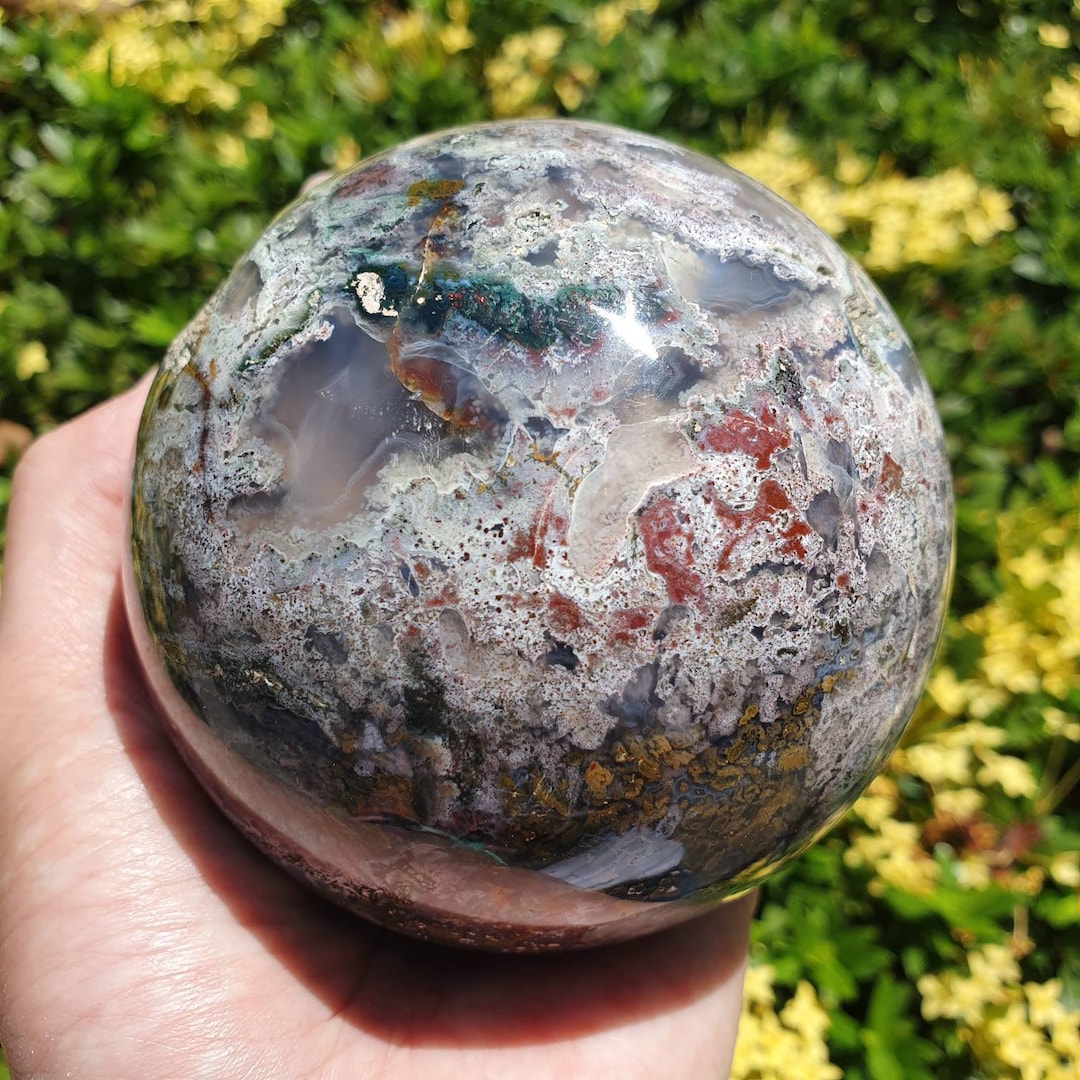 Esfera de jaspe oceánico azul encaje rosa/púrpura de - Etsy España